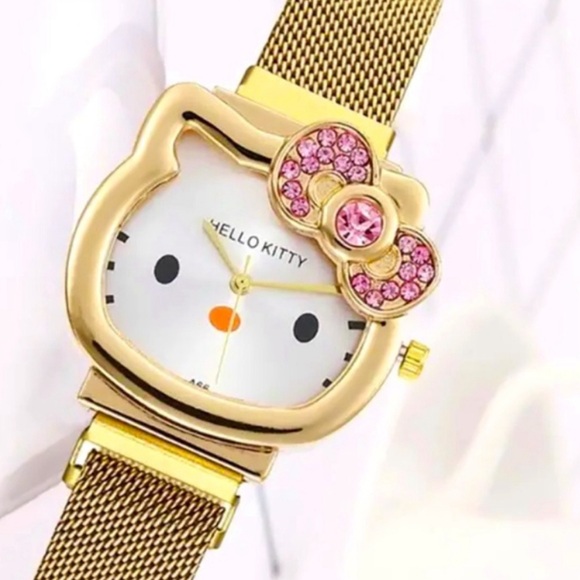 Hello Kitty | Accessories | Hello Kitty Quartz Watch Rhinestone Bow ...